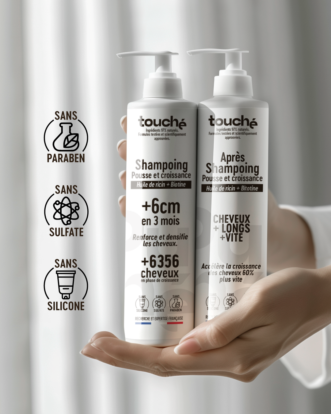 Pack shampooing et après-shampooing pousse et croissance - Touché ...